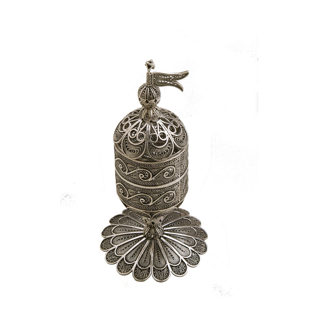 Cylindrical Silver Besamim for Havdala | Baltinester Judaica