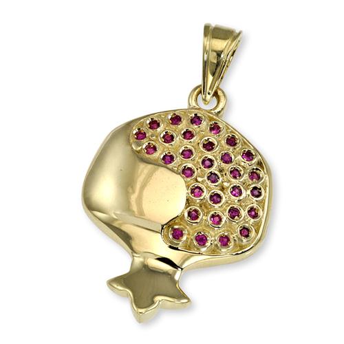 14K Gold Ruby Pomegranate pendant | Jewish Pendant | Baltinester, Jerusalem