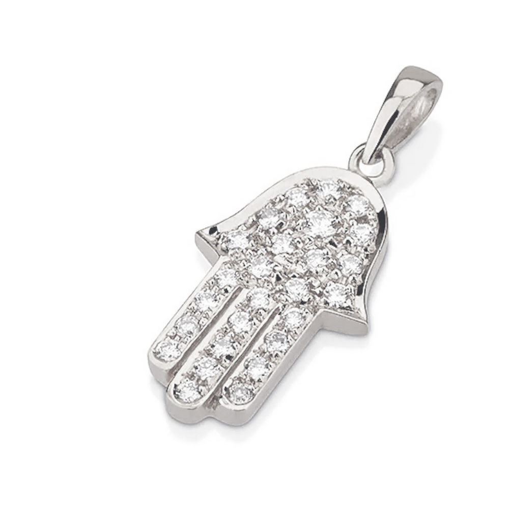 18k White Gold Diamond Hamsa Pendant | Baltinester Jewelry